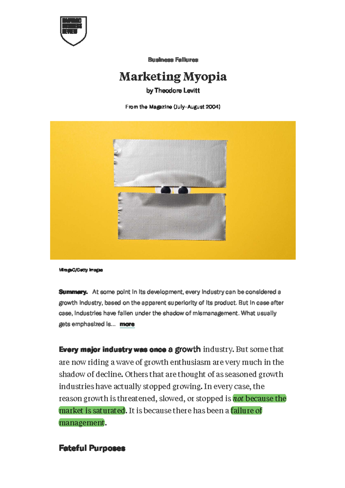 Marketing Myopia: Analyzing Business Failures and Management Missteps ...
