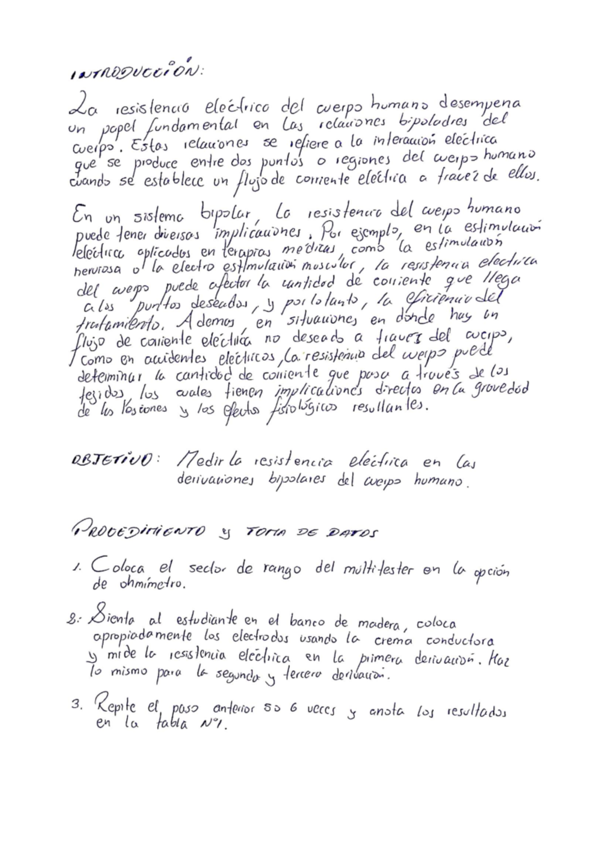 Resistencia eléctrica del cuerpo - INTRODUCCiON: La resistencia ...