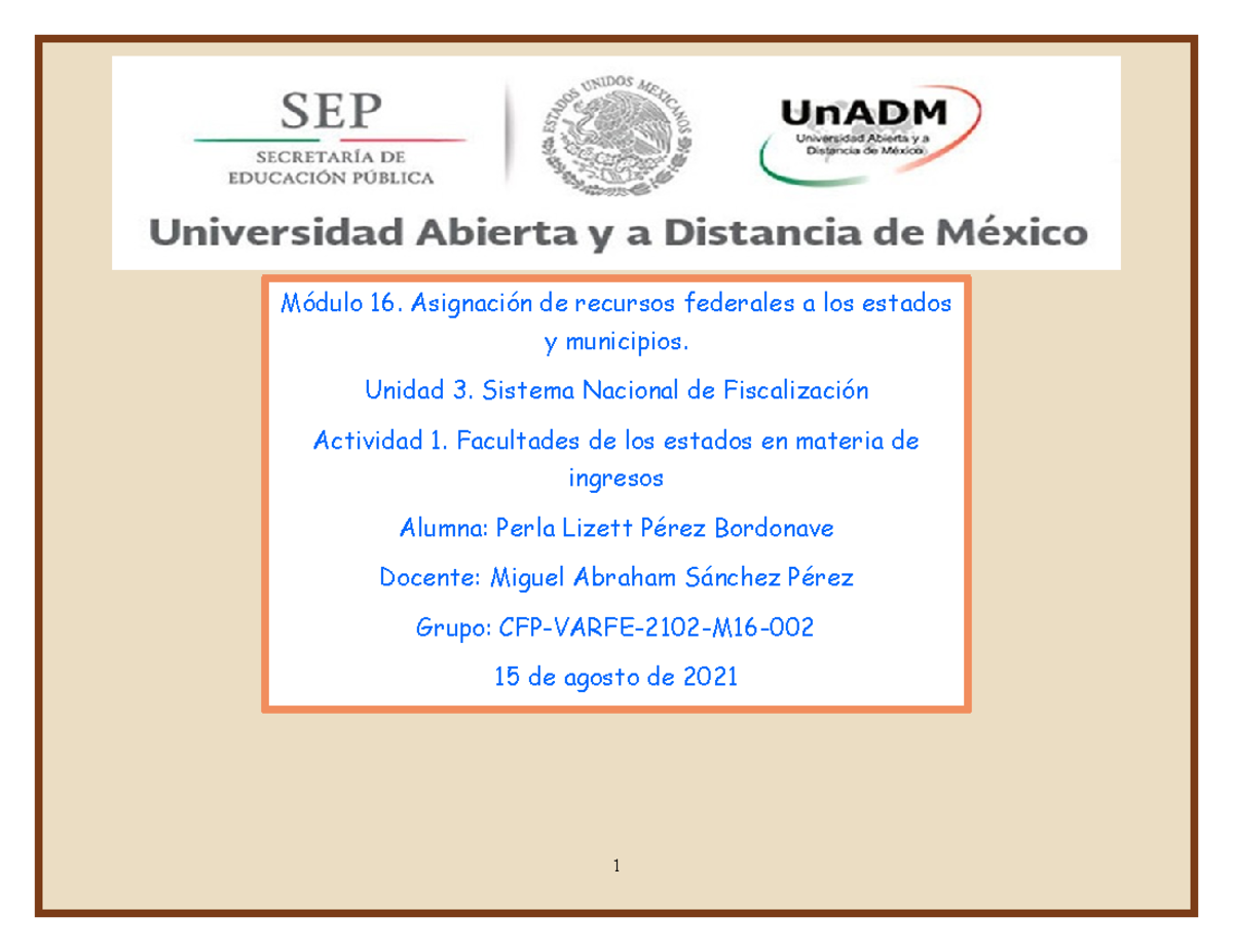 M16 U3 A1 Pérez BP - actividades del módulo 16 - Módulo 16. Asignación ...
