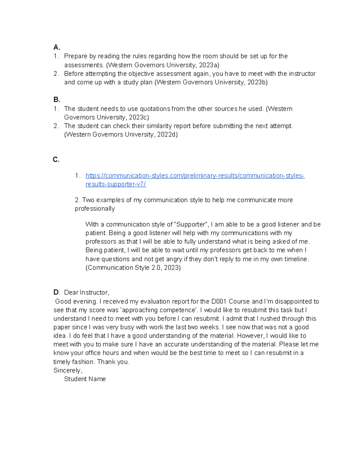 D389 Task 3 - Task 3 - A. 1. Prepare by reading the rules regarding how ...