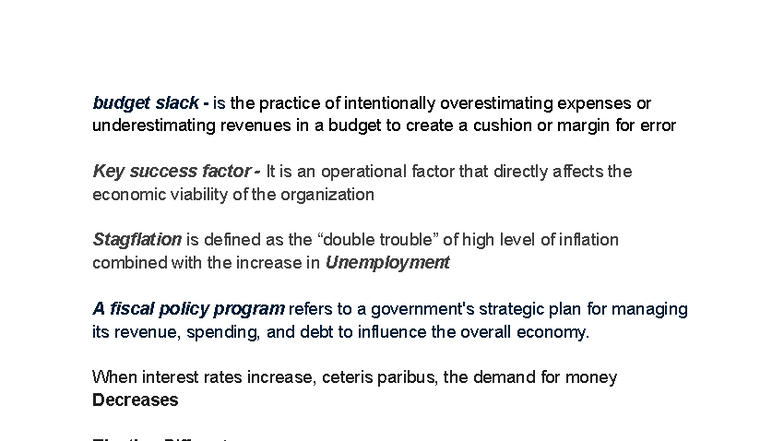 Managerial ECON - Key Concepts in Budgeting and Economic Theory - Studocu