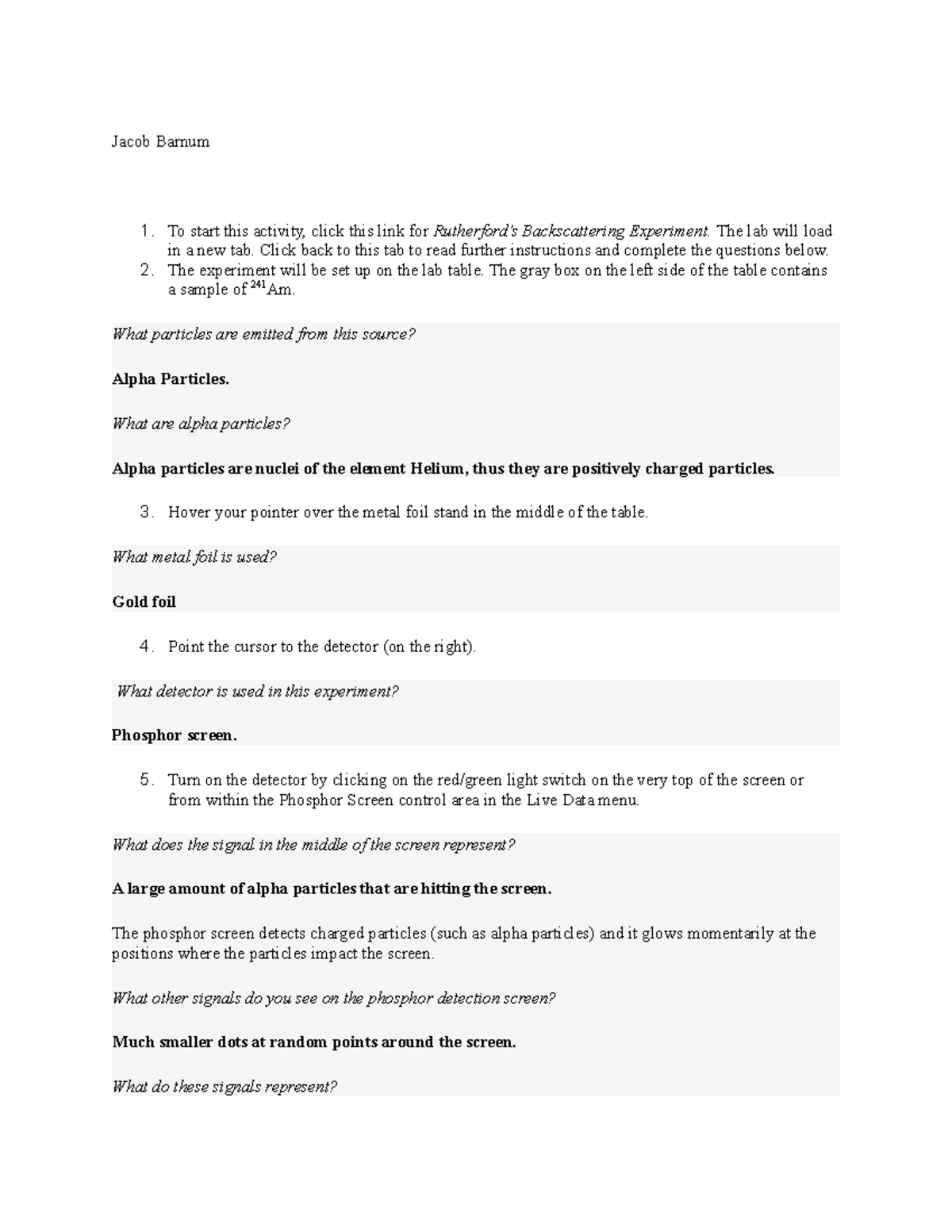 Rutherford Experiment Analysis - Beyond Labz Lab Activity - Studocu
