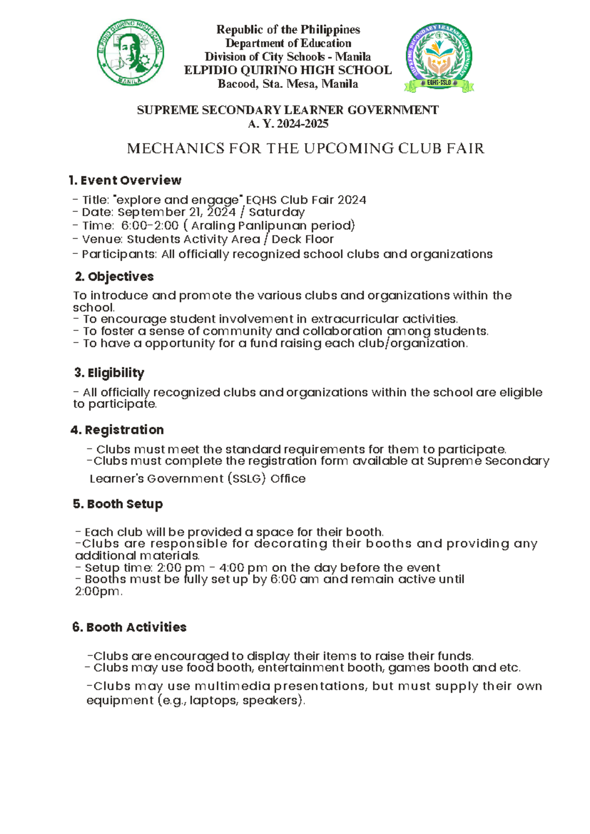 CLUB FAIR Guidelines - Jfjfbf - Republic of the Philippines Department ...