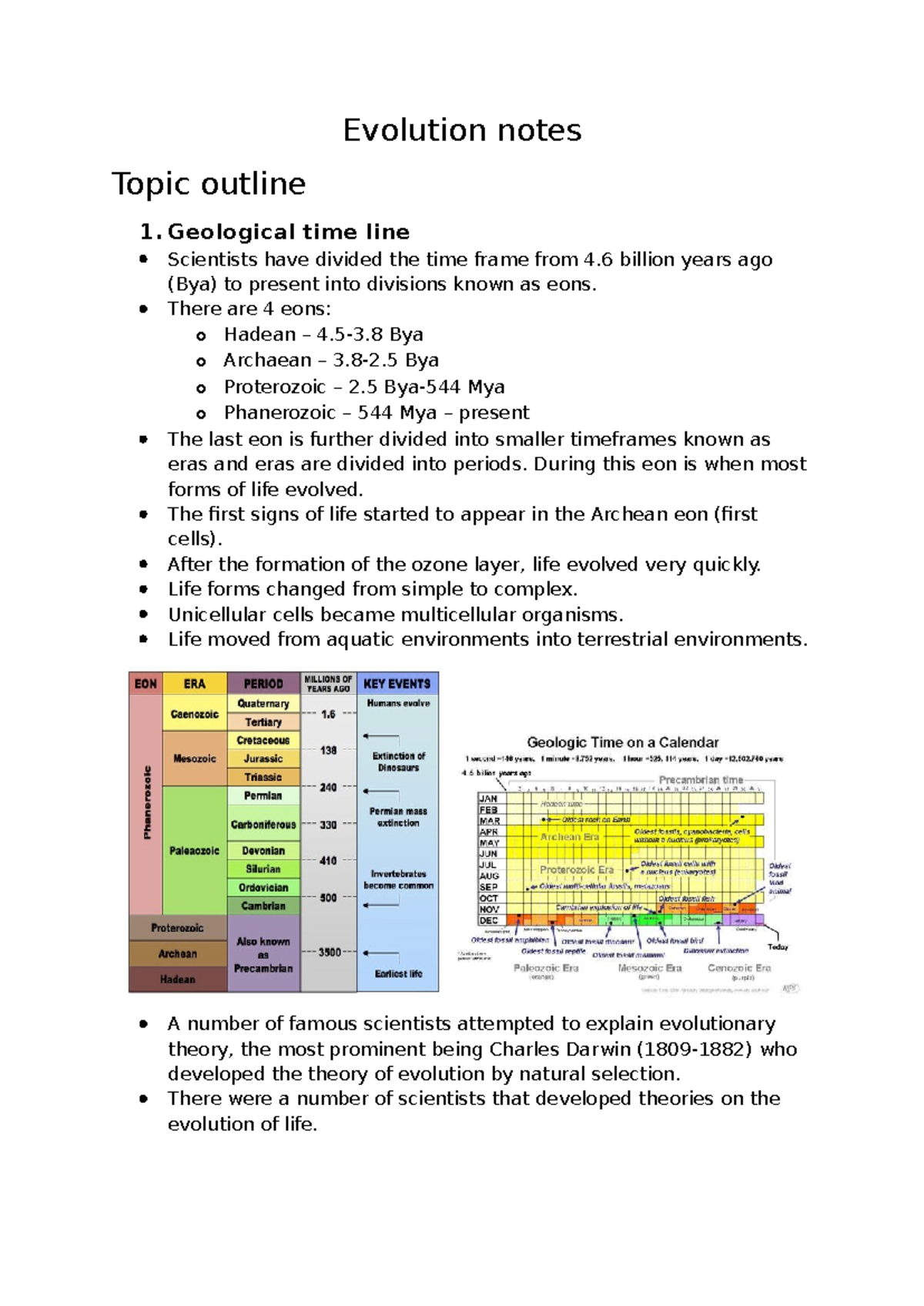 Evolution Notes: Key Concepts and Theories in Biology - Studocu