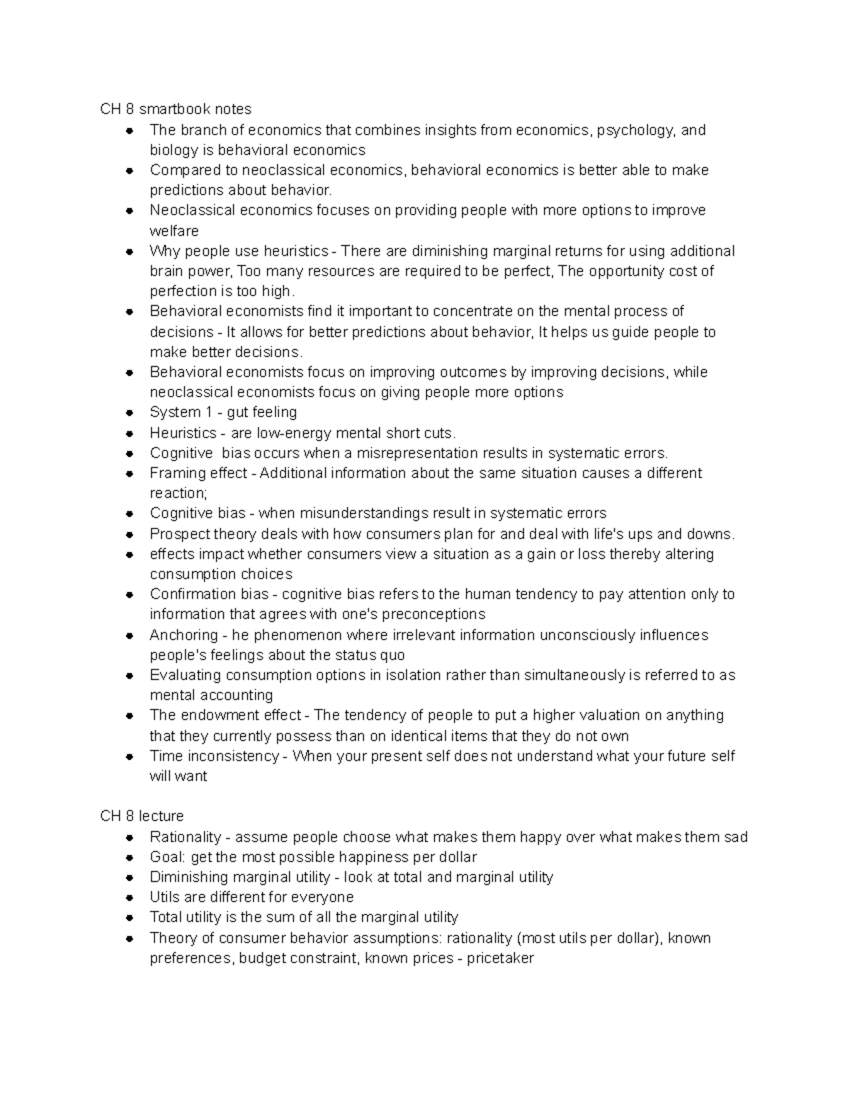 Ch 8 Notes - CH 8 smartbook notes The branch of economics that combines ...