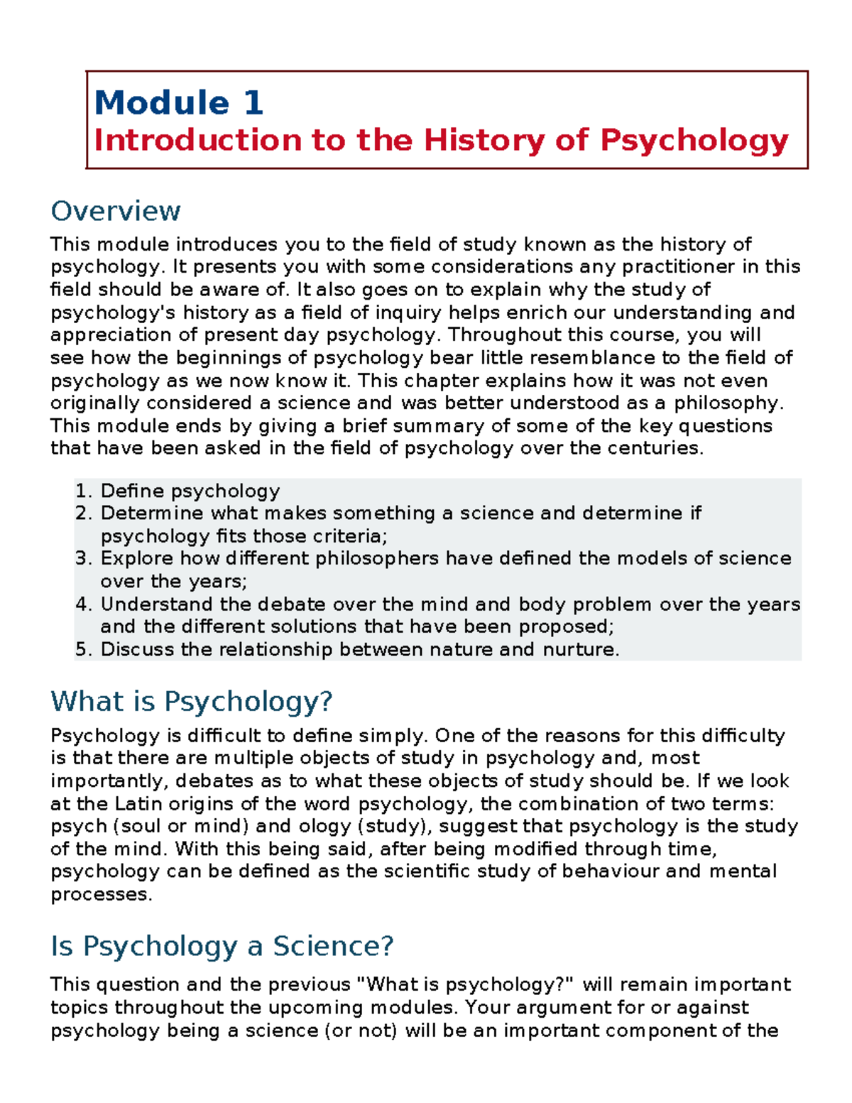 The Evolution of Psychology: From Philosophy to Science - Module ...