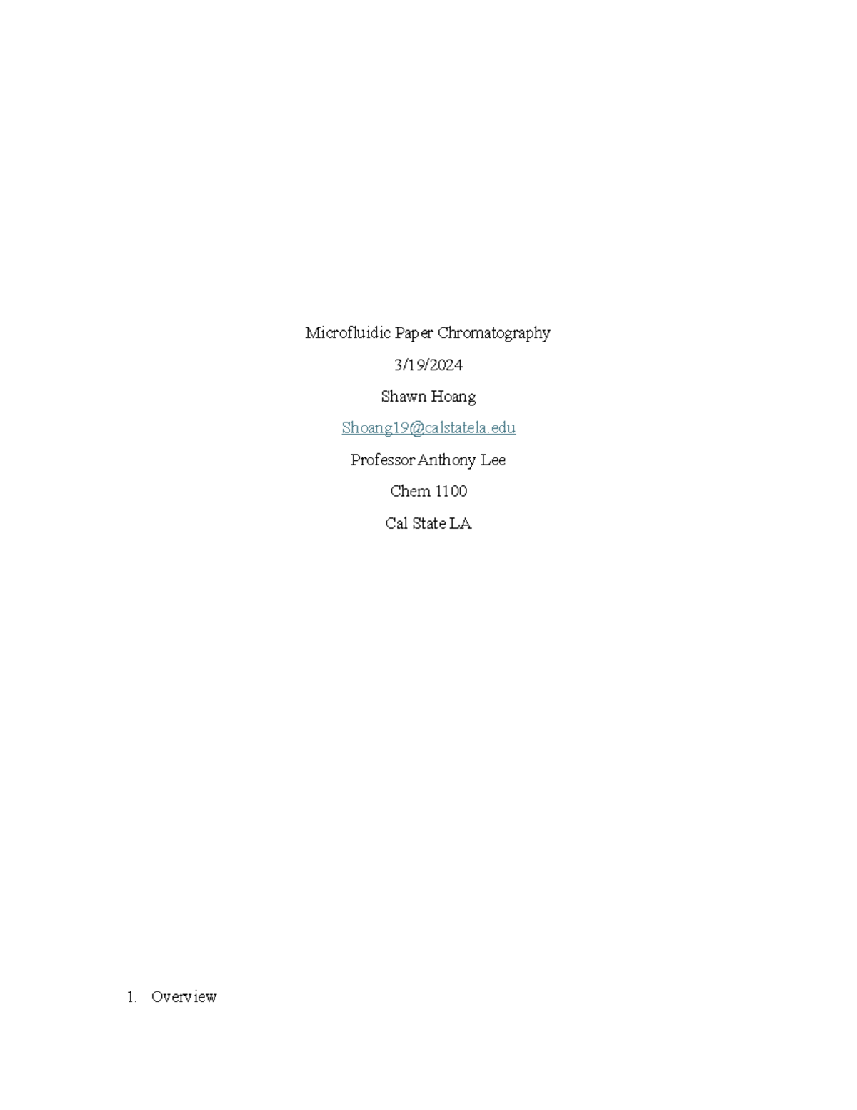 Microfluidic Paper Chromatography in Chem 1100: An Overview and ...