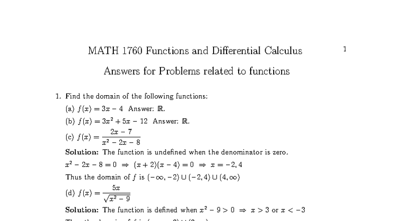 MATH 1760 Final Exam Solutions for Functions and Calculus Problems ...