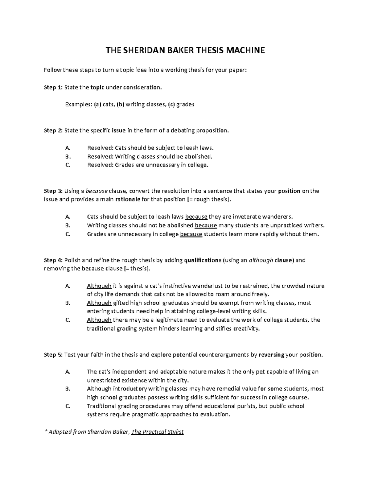 Thesis Machine (Sheridan Baker) - THE SHERIDAN BAKER THESIS MACHINE ...