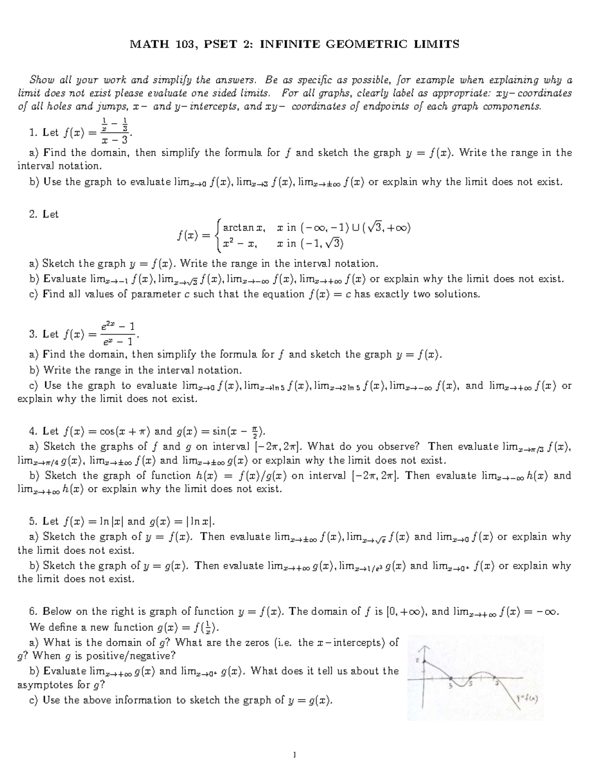 PSET 2: Infinite Geometric Limits in MATH 103 - Detailed Solutions - Studocu