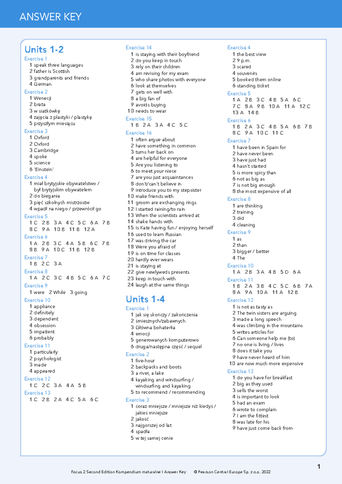 Focus 2 Second Edition Answer Key Kompendium Maturalne - Studocu