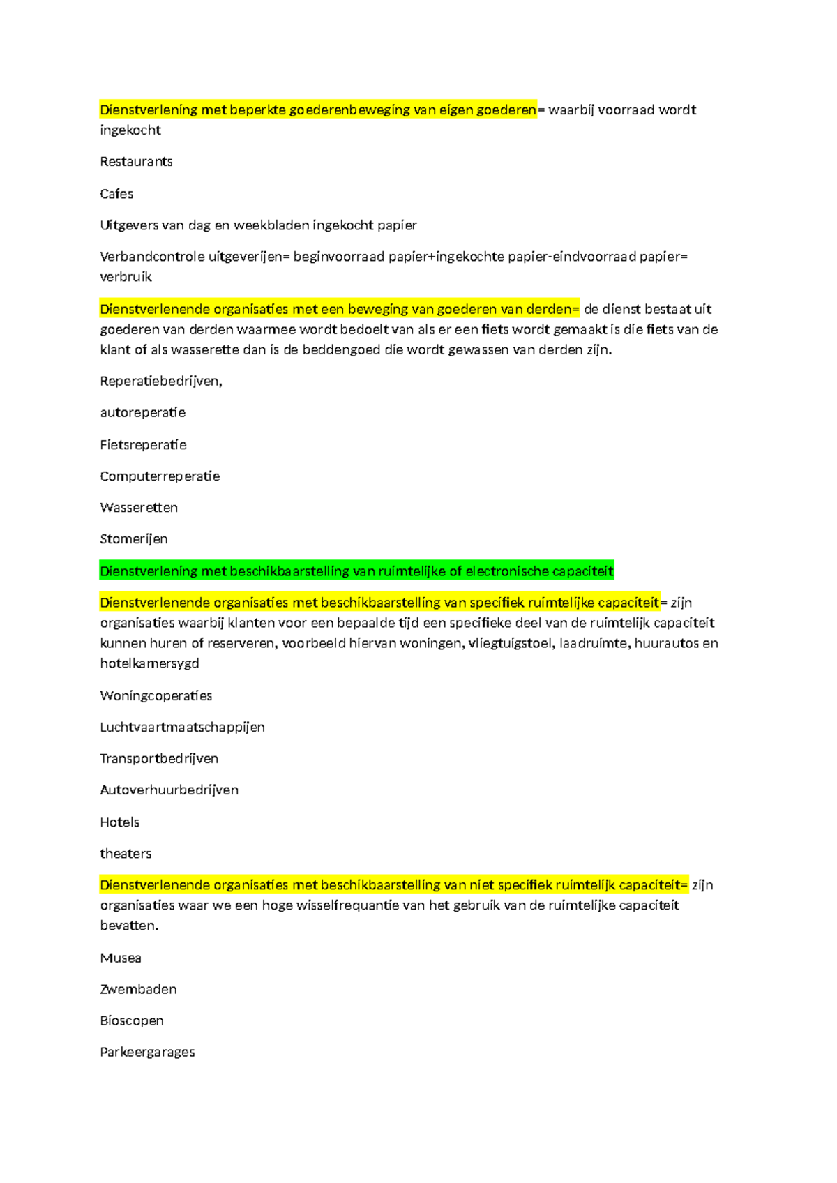 Diensten met Beperkte Goederenbeweging en Ruimtelijke Capaciteit ...