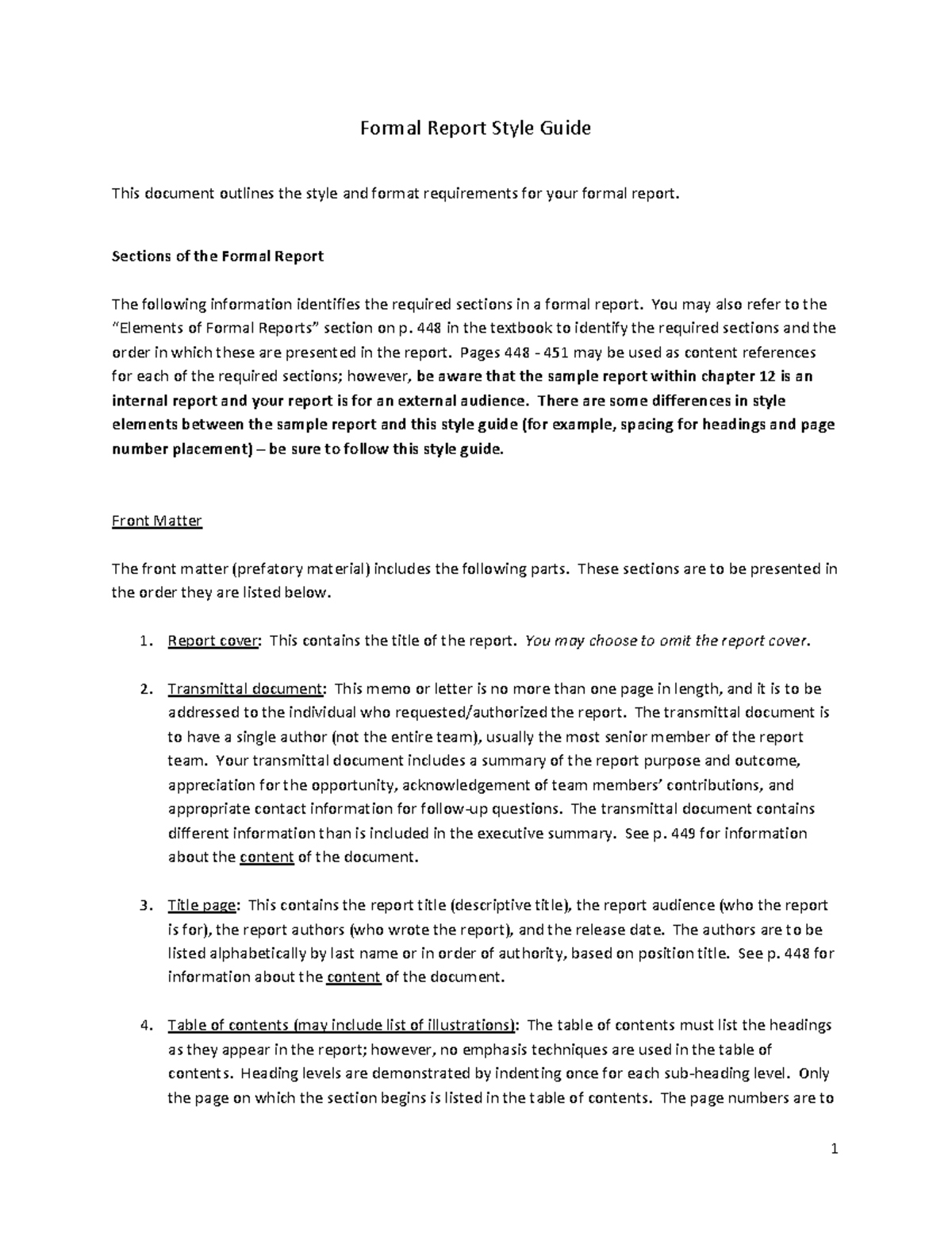 Formal Report Style Guide: Formatting and Structure Overview - Studocu