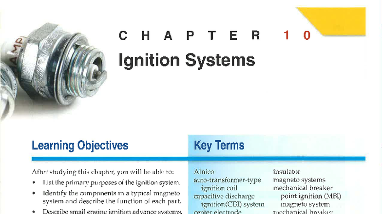 Small Engine Ignition Systems Overview - CH10 - Studocu