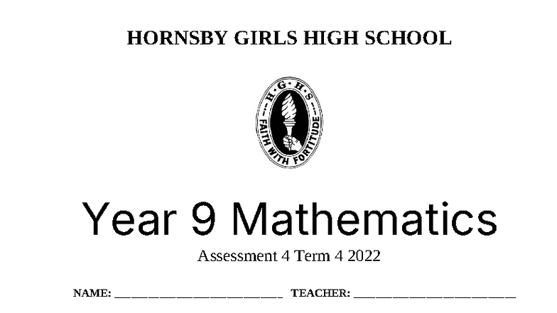 HGHS Year 9 Mathematics Final Assessment Term 4 2022 - Studocu