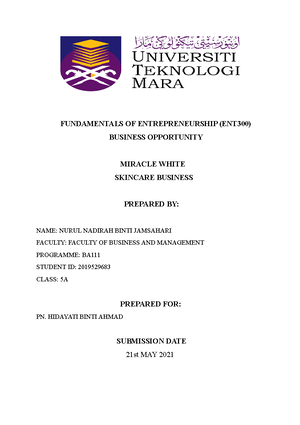 ENT300 - Individual Assignment - UNIVERSITI TEKNOLOGI MARA (UiTM ...