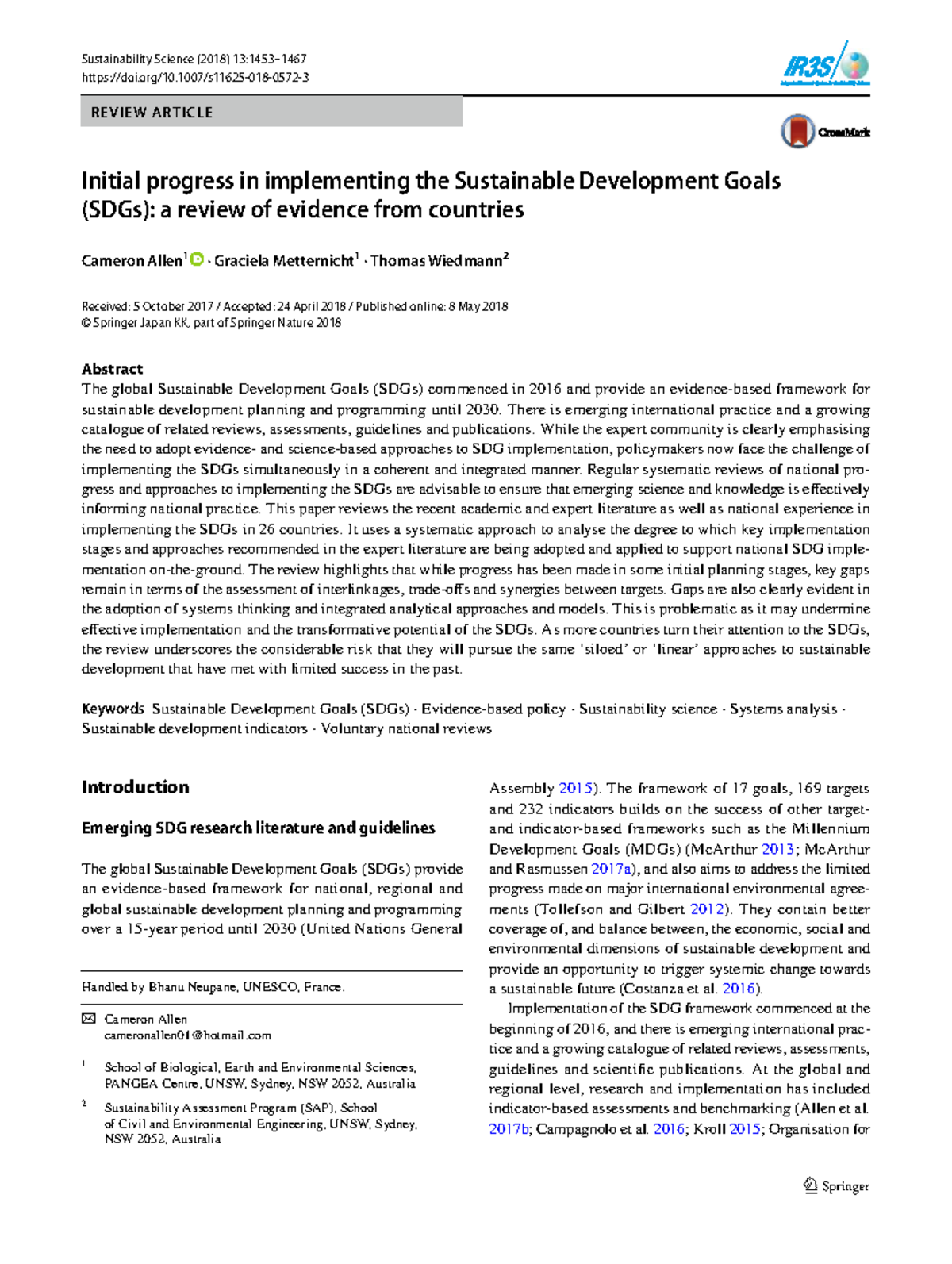 S11625 018 0572 3 - Review of Initial Progress on Sustainable ...