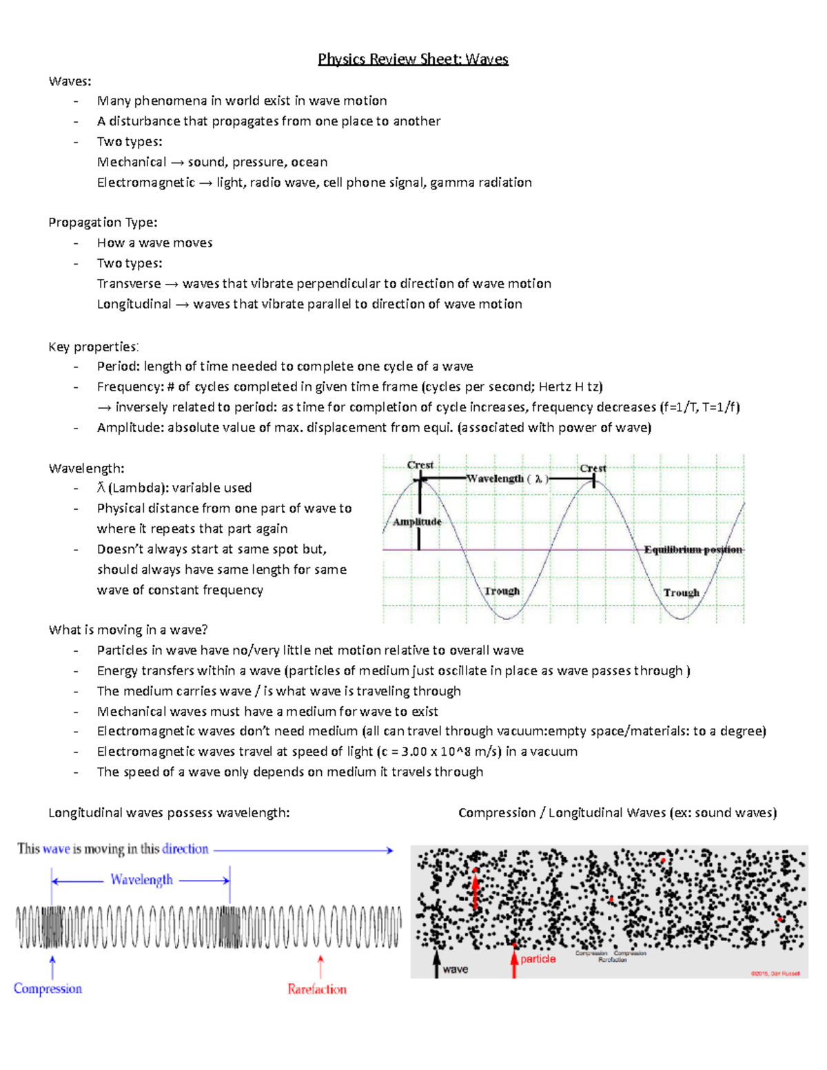 Physics Review Sheet: Understanding Waves and Their Properties - Studocu