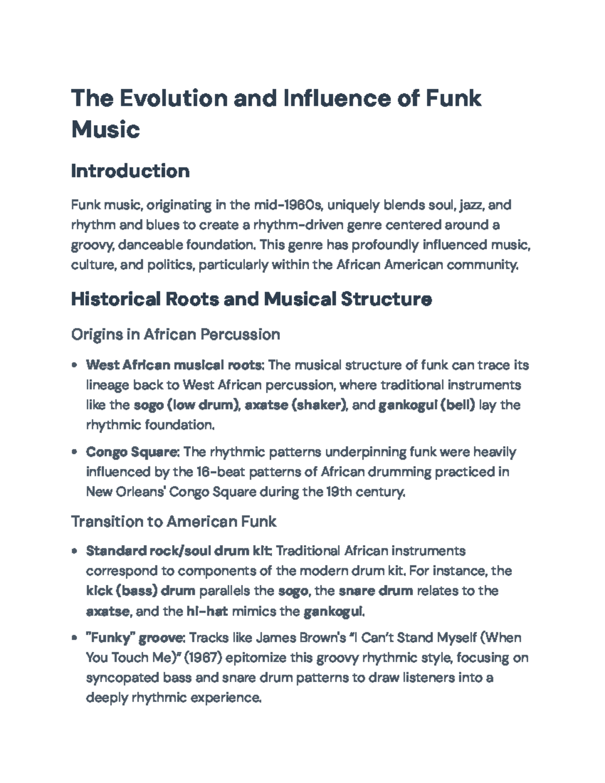 The Evolution and Influence of Funk Music: Cultural and Political ...