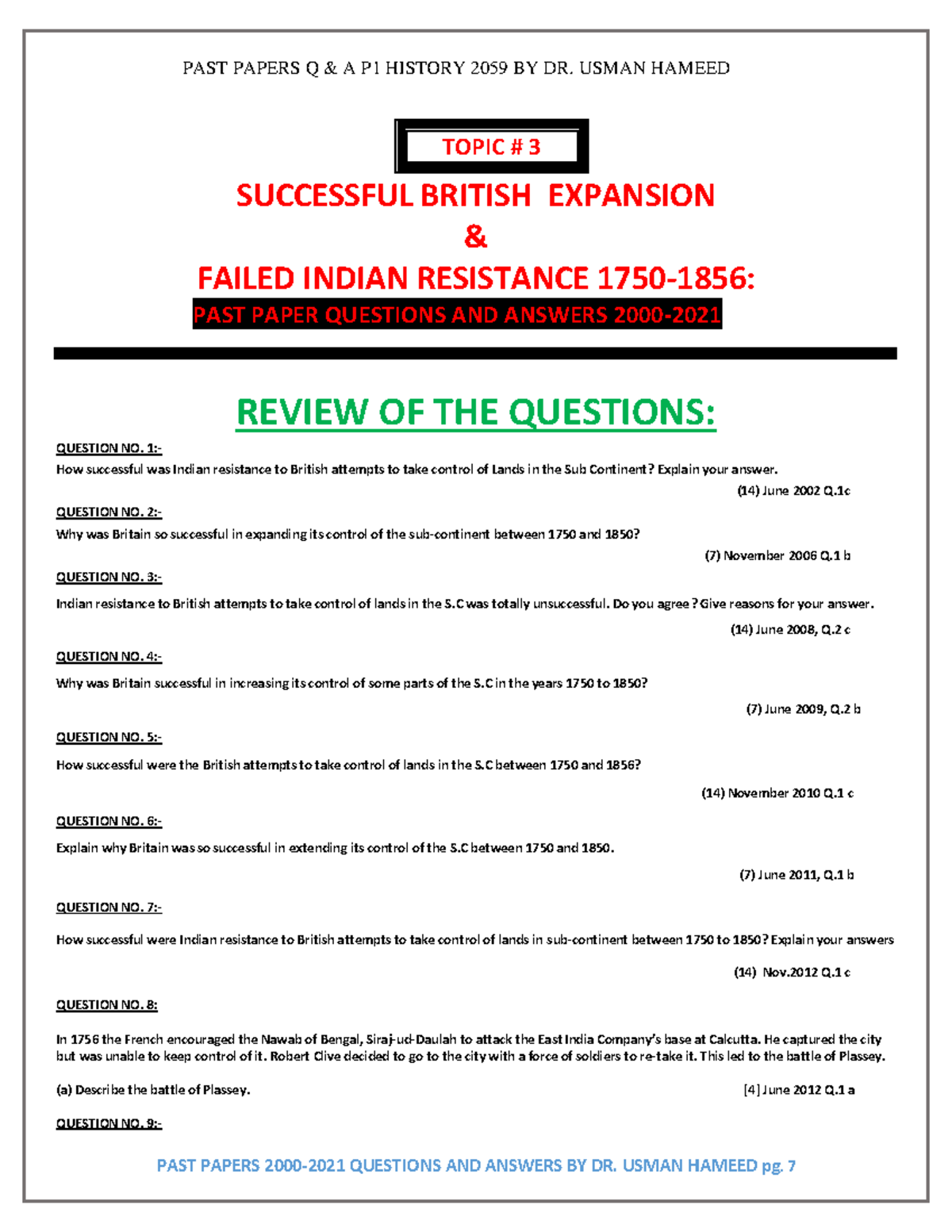Successful British Expansion in the Sub-Continent (1750-1856) - PS 101 ...
