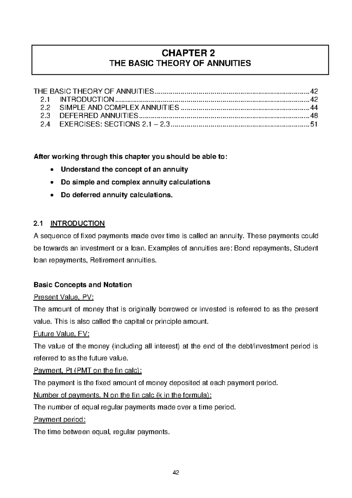 CHAPTER 2: THE BASIC THEORY OF ANNUITIES - LECTURE NOTES - Studocu