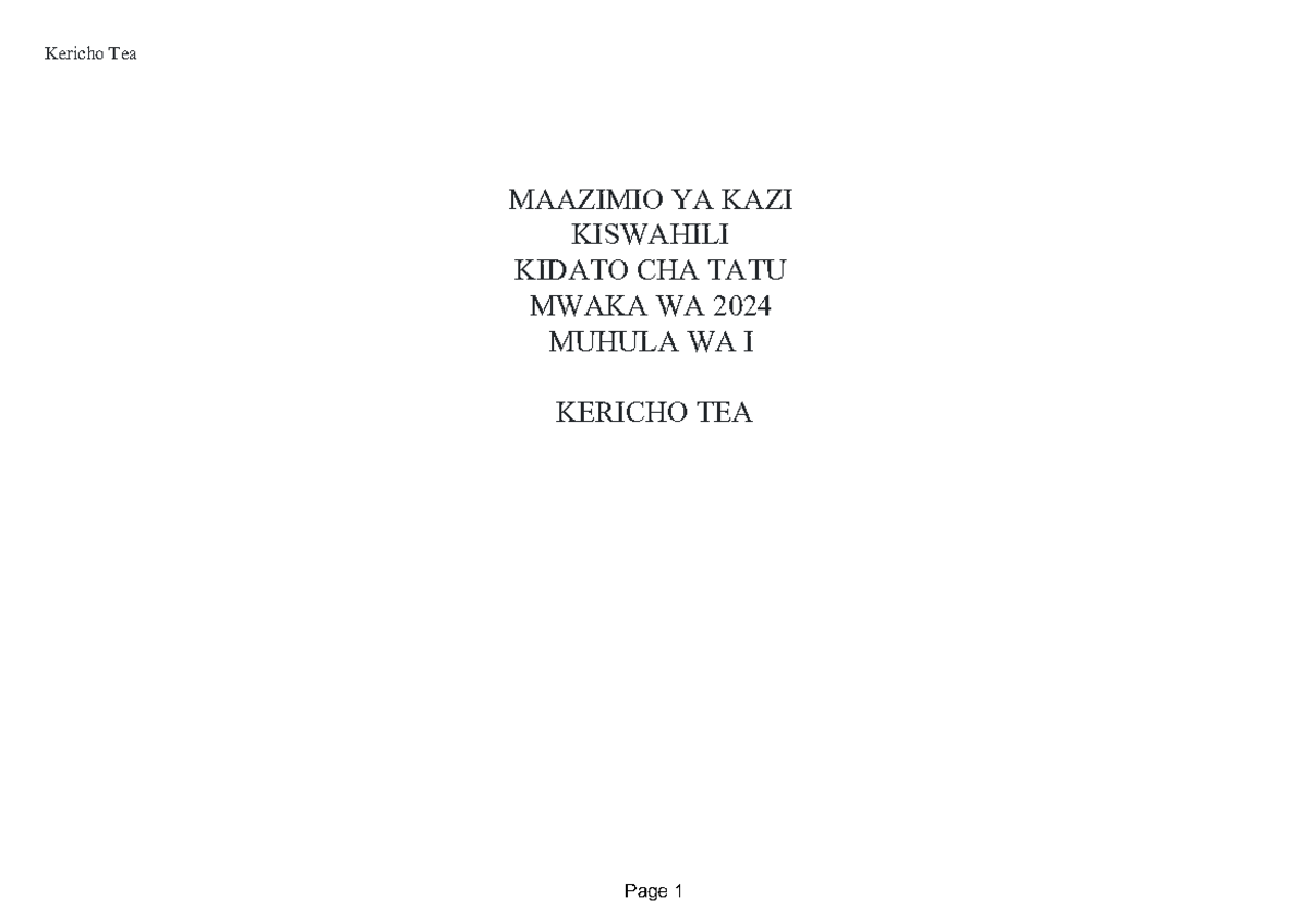 Kiswahili Kidato Cha Tatu: Miongozo na Maudhui Muhimu Muhula Wa Kwanza ...