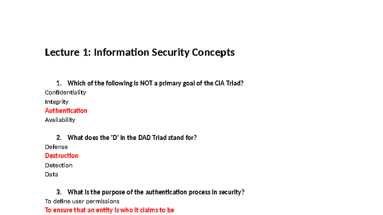 Funda MID: Lecture 1 - Info Security Concepts & CIA Triad - Studocu