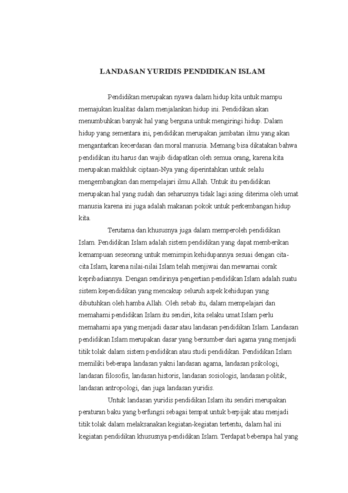 Landasan Yuridis Pendidikan Islam: Pembahasan dan Analisis Menyeluruh ...