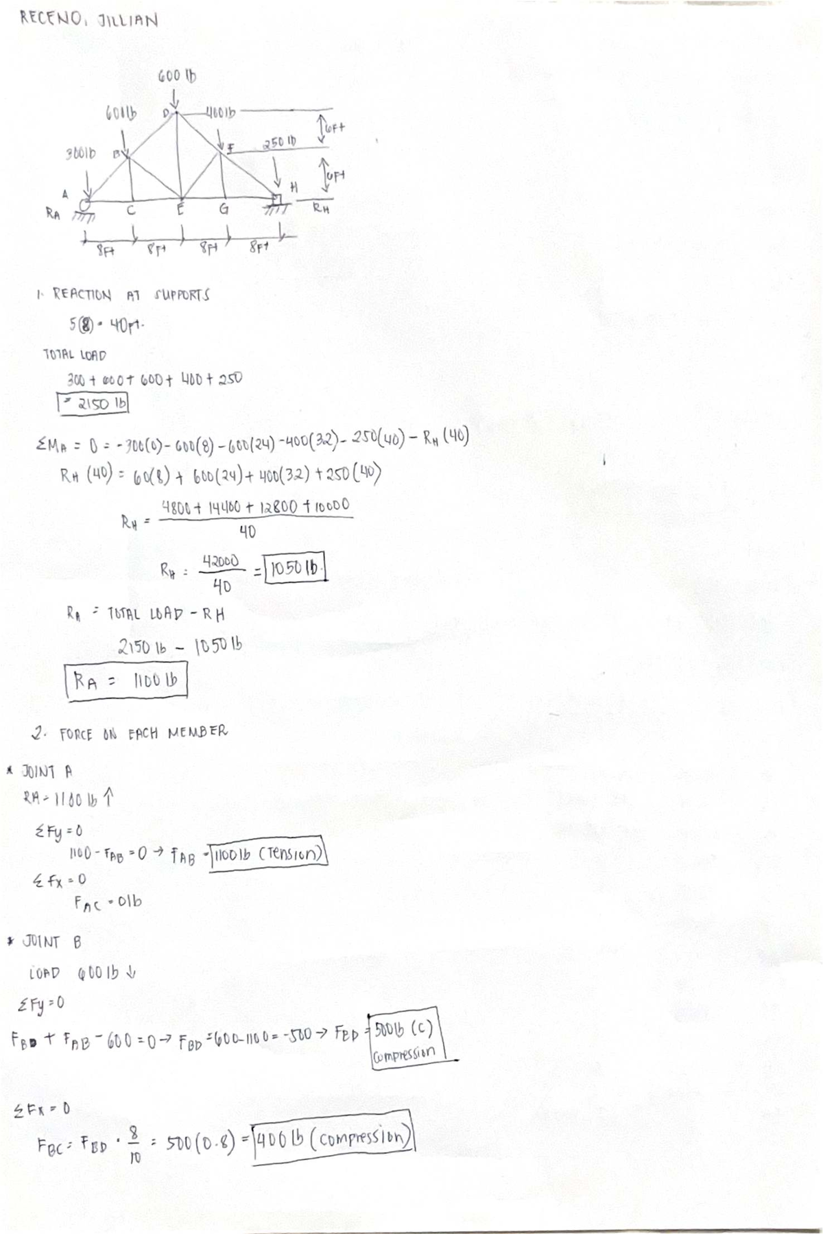 Quiz 4: Theory of Structures - Load Reactions and Member Forces - Studocu