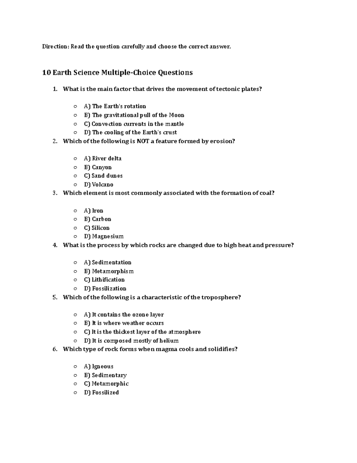AA21 - This set covers fundamental Earth science concepts such as ...