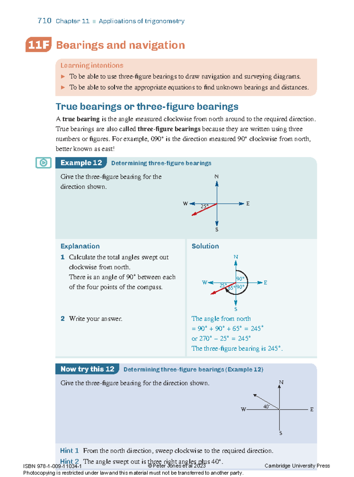 710 Chapter 11F Applications of Trigonometry: Bearings & Navigation ...