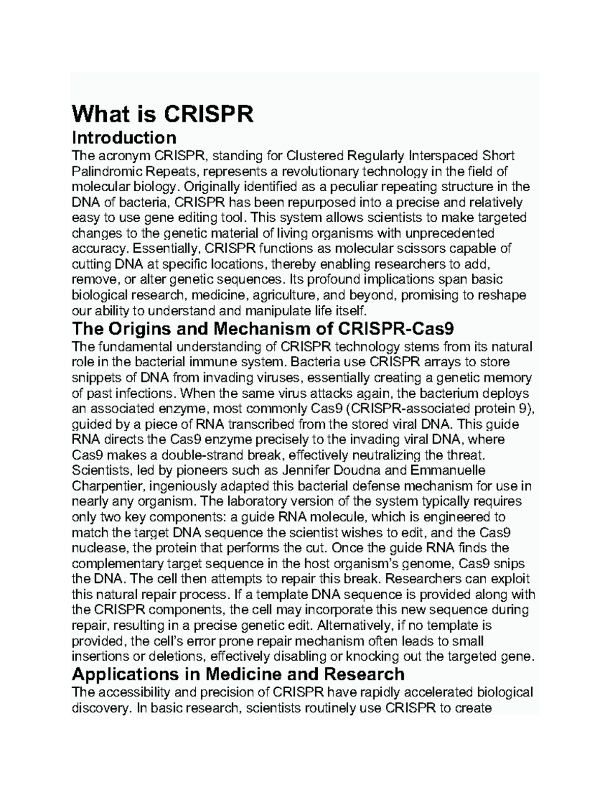 Understanding CRISPR: A Revolutionary Gene Editing Tool - Studocu