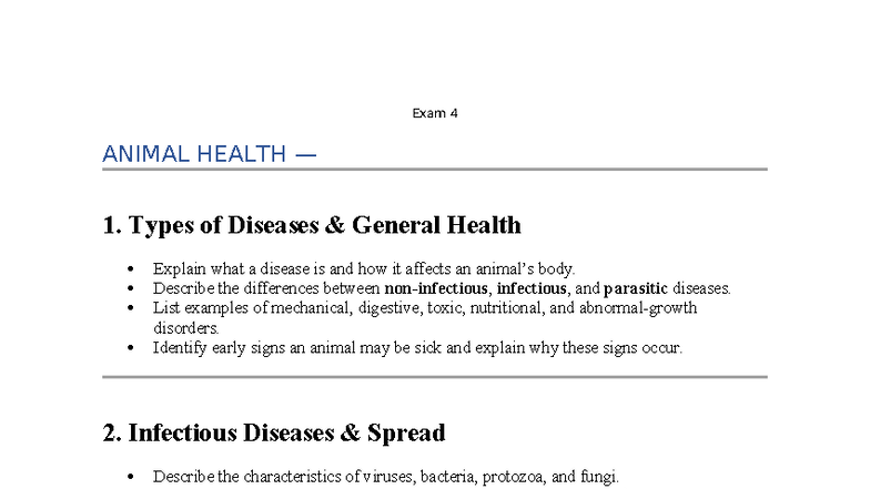 Animal Health 1 & Breeds Management: Comprehensive Study Guide - Studocu