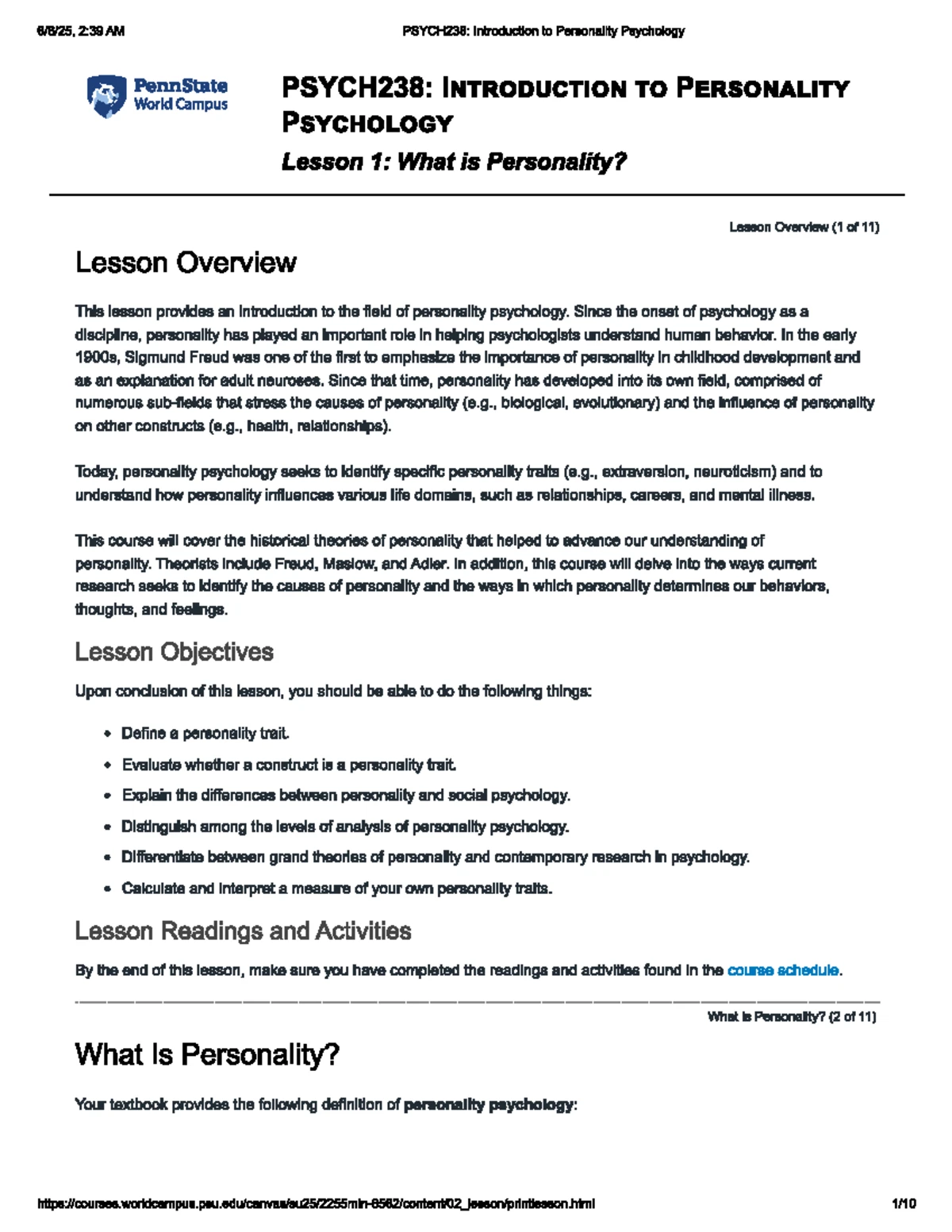 PSYCH238: Lesson 10 - Interactionist Aspects of Personality Psychology ...