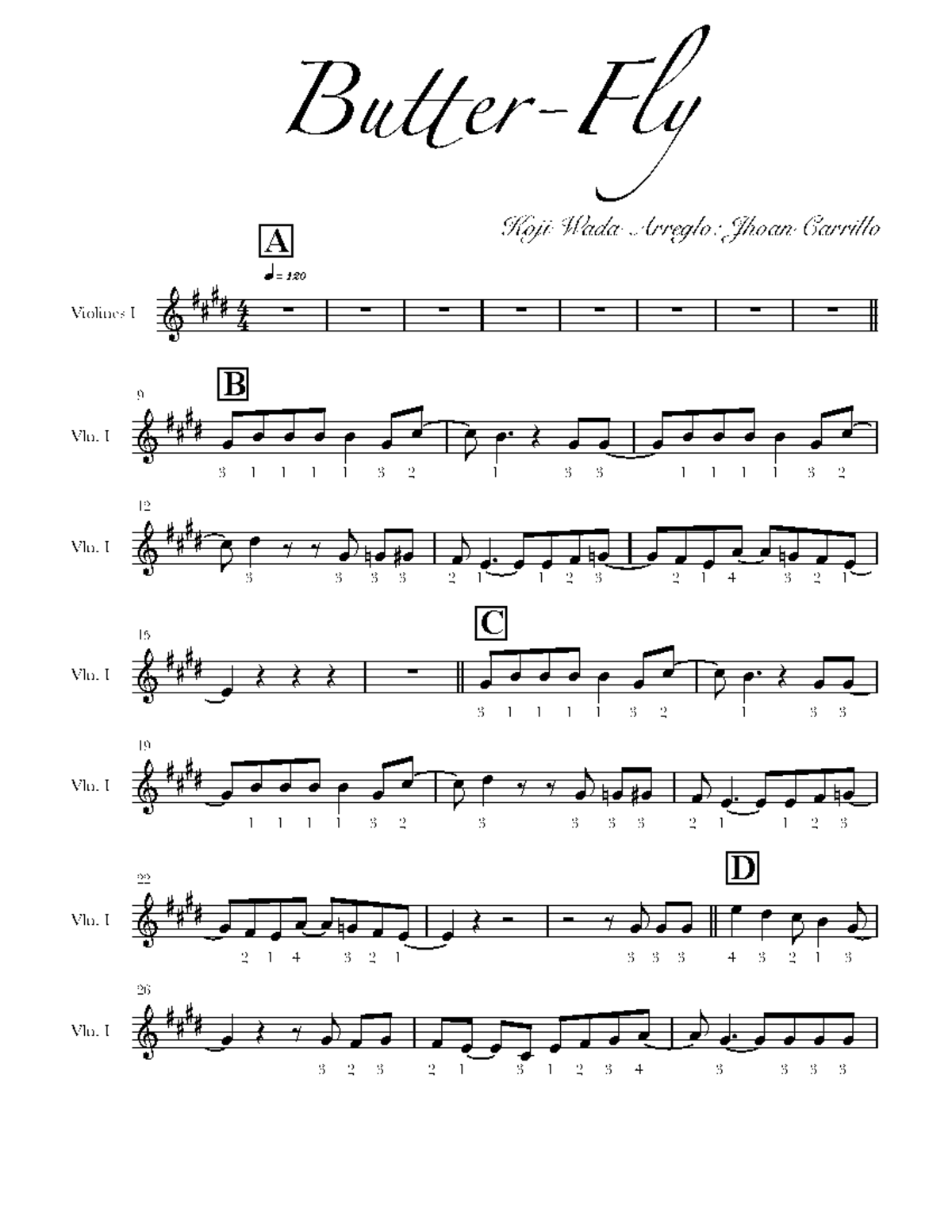 Vln. I Study Notes: Bu er-Fly Analysis and Arrangements - Studocu