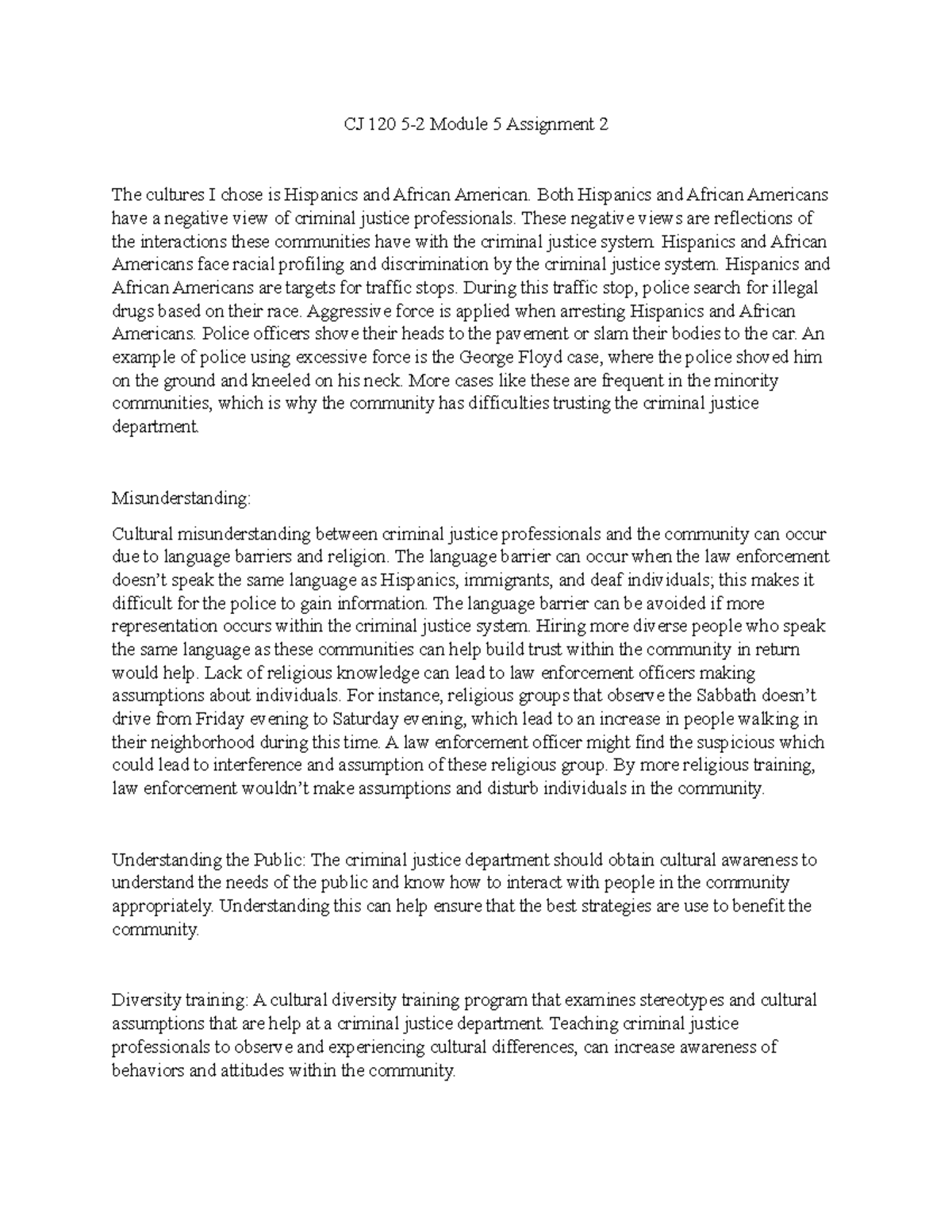 CJ 120 5-2 - course assignment - CJ 120 5-2 Module 5 Assignment 2 The ...