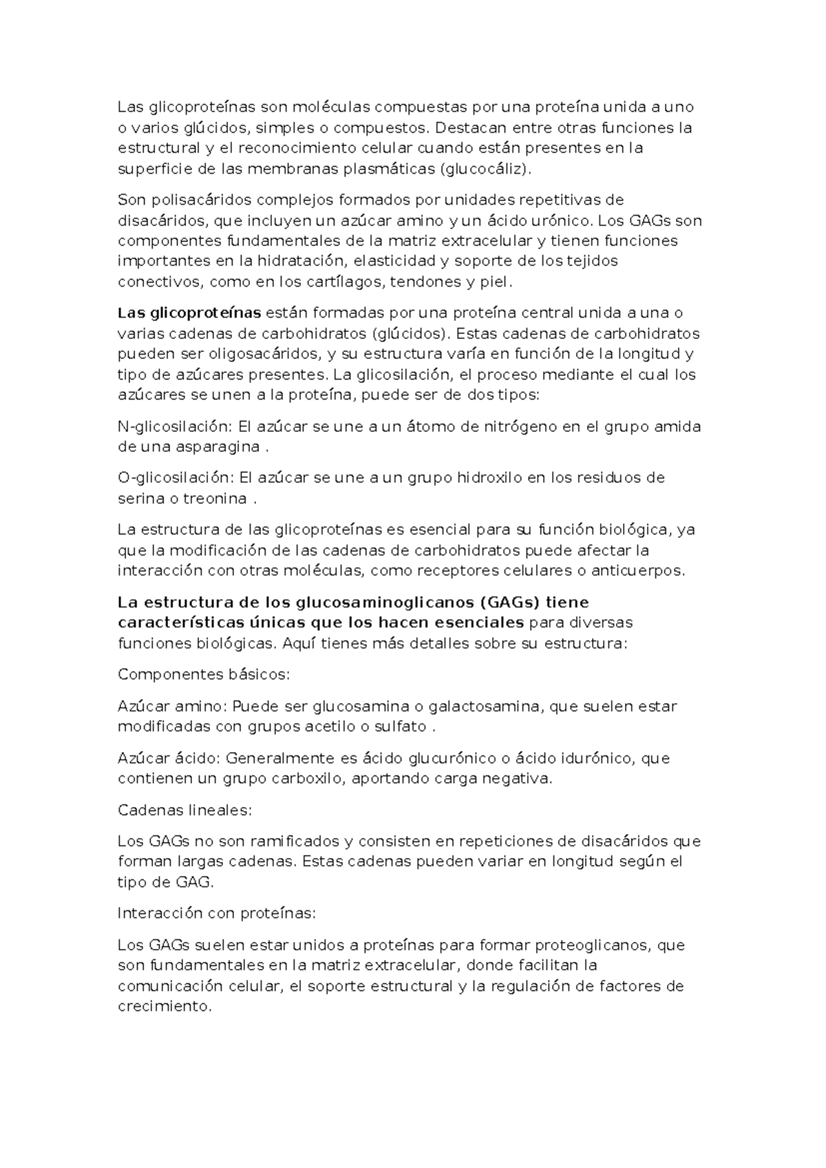 Glicoproteínas: Estructura, Función y Glicosilación en Biología - Studocu