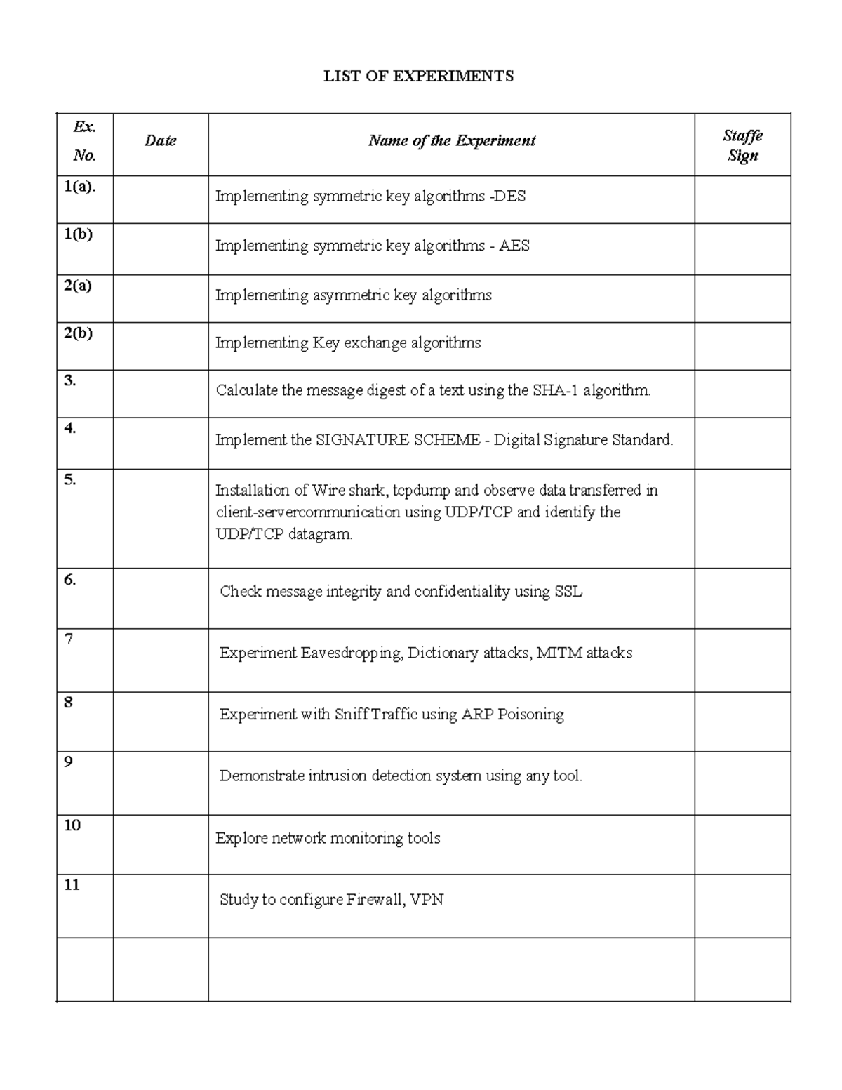 CCS354 Network Security: Experiments in Cryptography & Network Tools ...