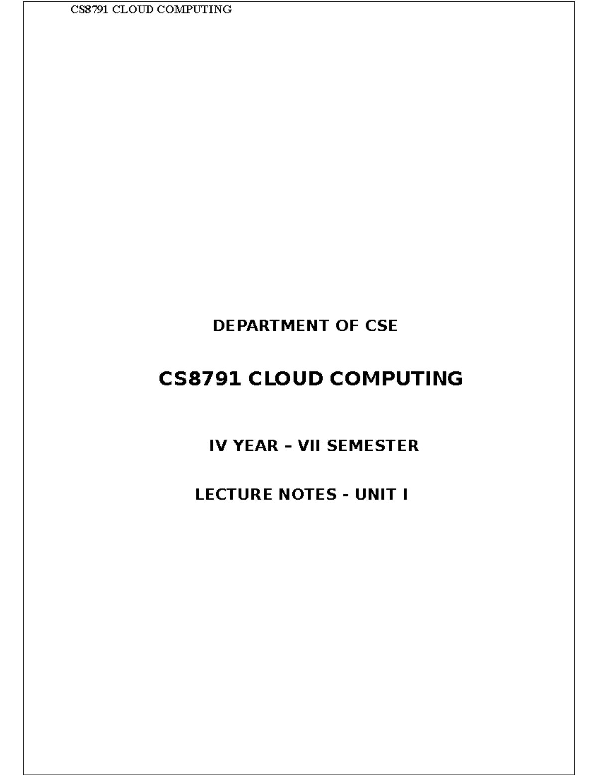 CS8791 Cloud Computing Lecture Notes - Unit 1 Overview and Concepts ...
