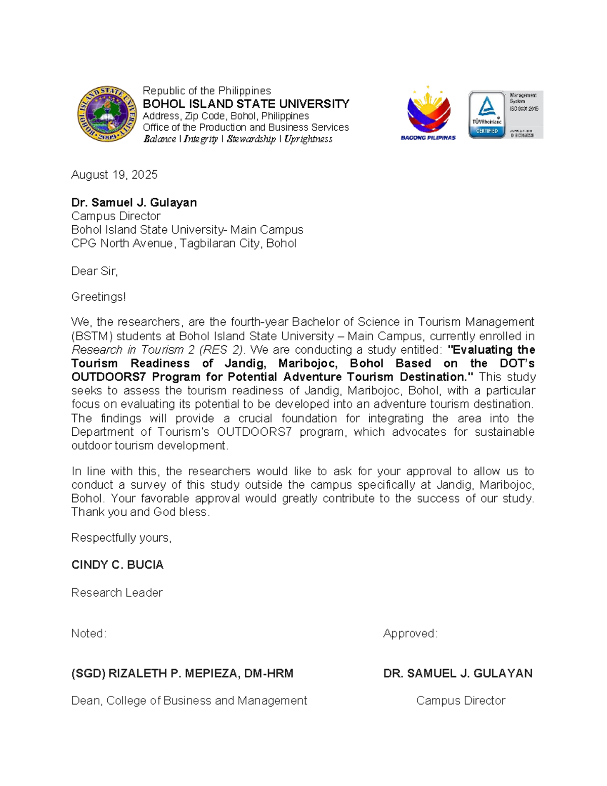 Tourism Readiness Study of Jandig, Maribojoc, Bohol (RES 2) - Studocu