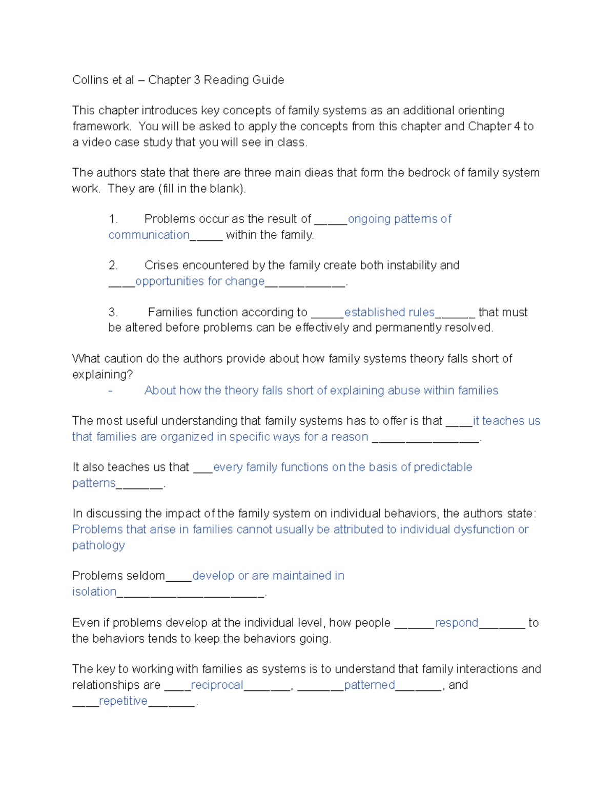 Collins et al – Key Concepts from Chapter 3: Family Systems Theory ...