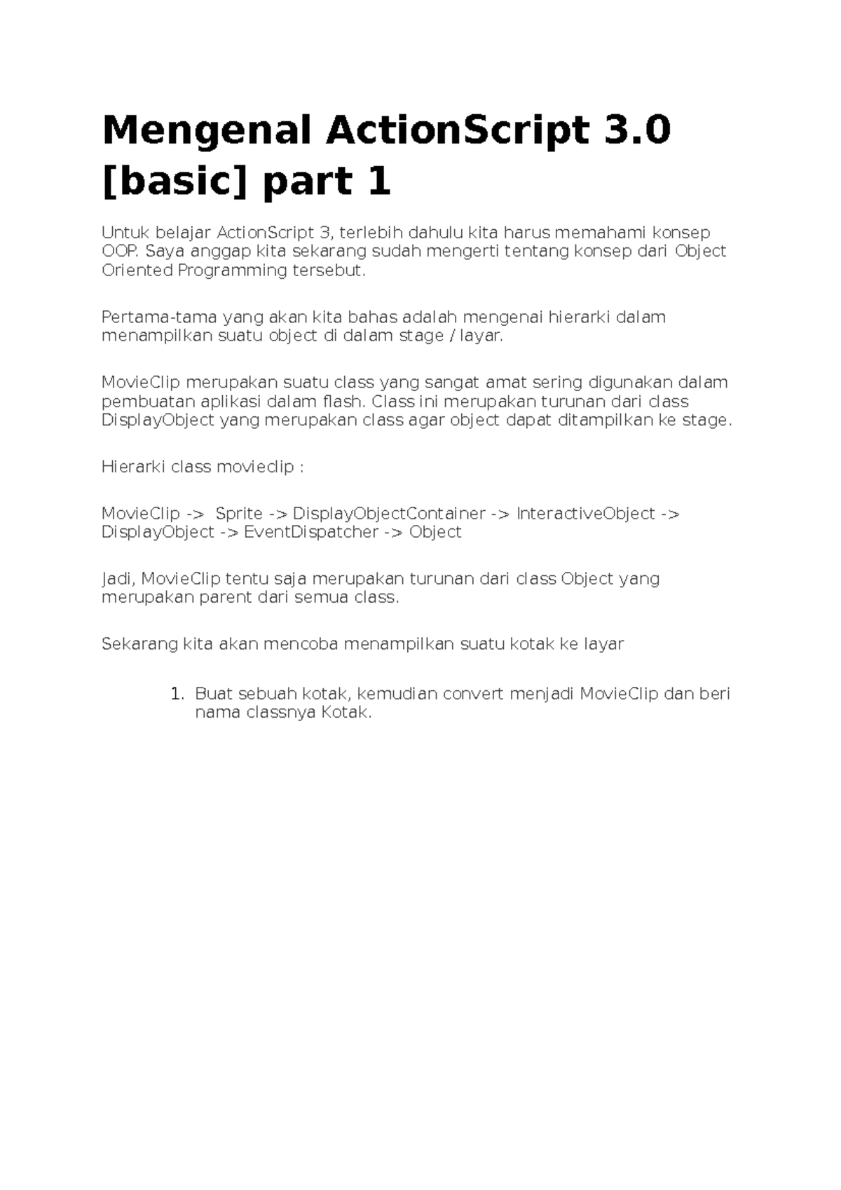 Mengenal ActionScript 3: Panduan Dasar untuk Pemrograman Game - Studocu