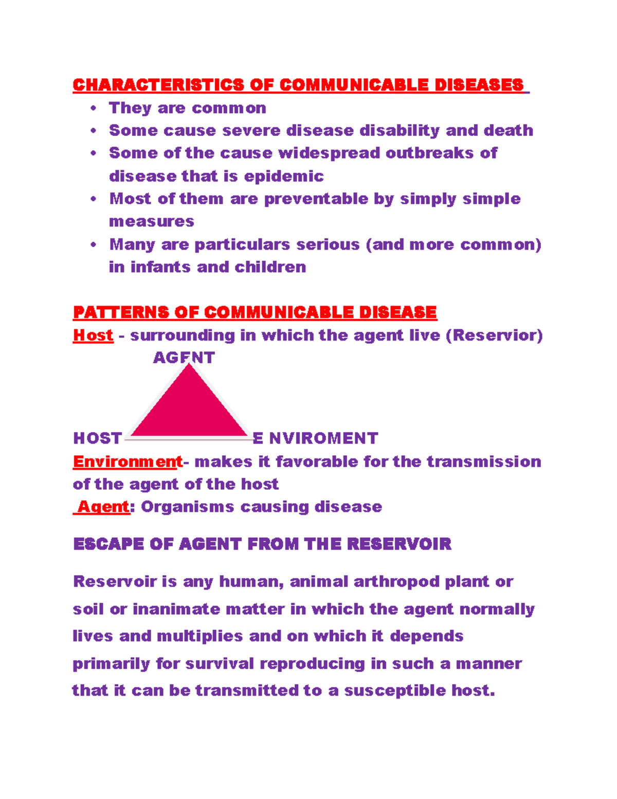 Characteristics of Communicable Diseases: Overview and Dynamics - Studocu