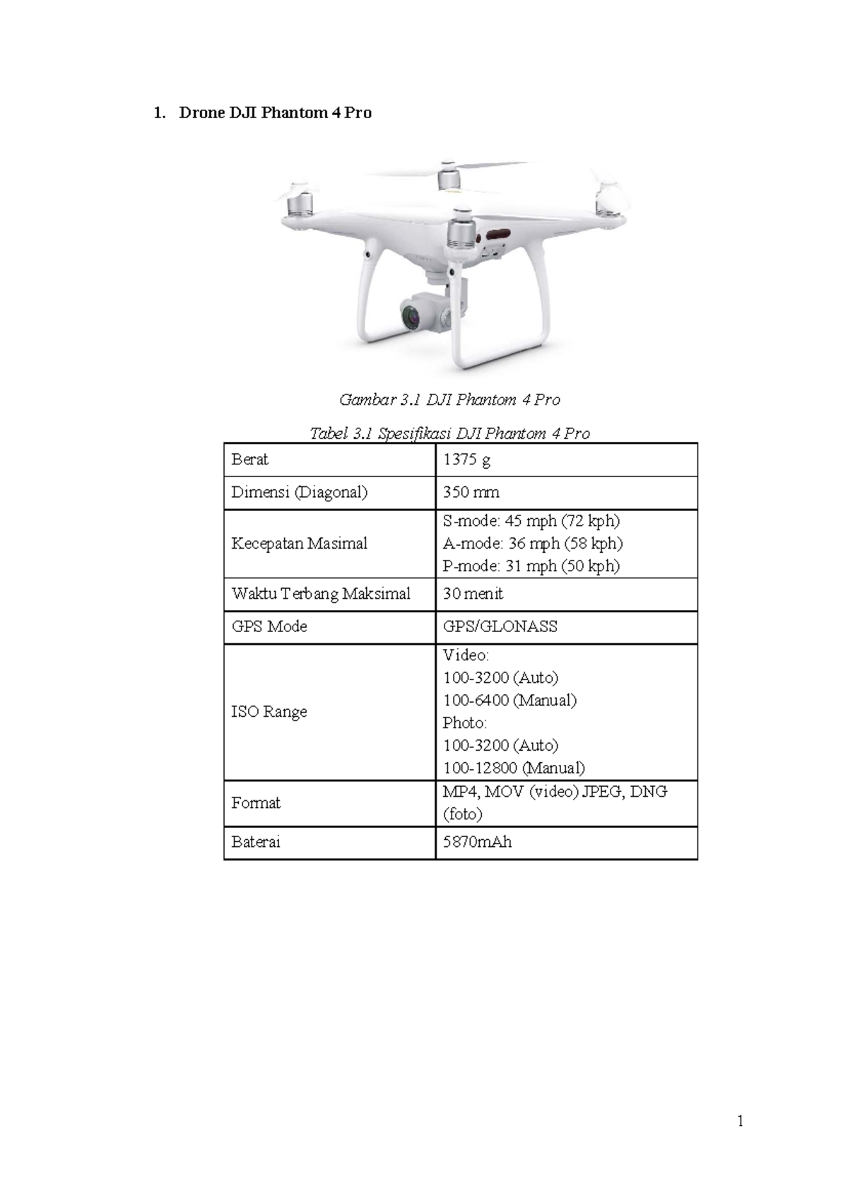 Spesifikasi Alat Drone - Geomatics Engineering - 1 Drone DJI Phantom 4 ...