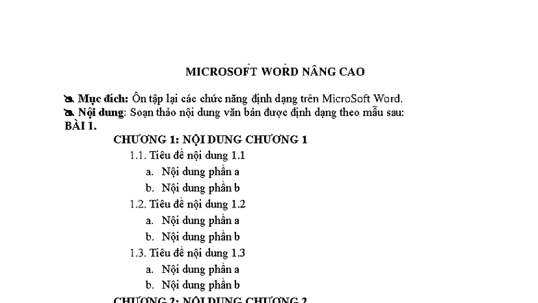 Bài Tập Thực Hành Microsoft Word Nâng Cao - BÀI TẬP 1 - Studocu