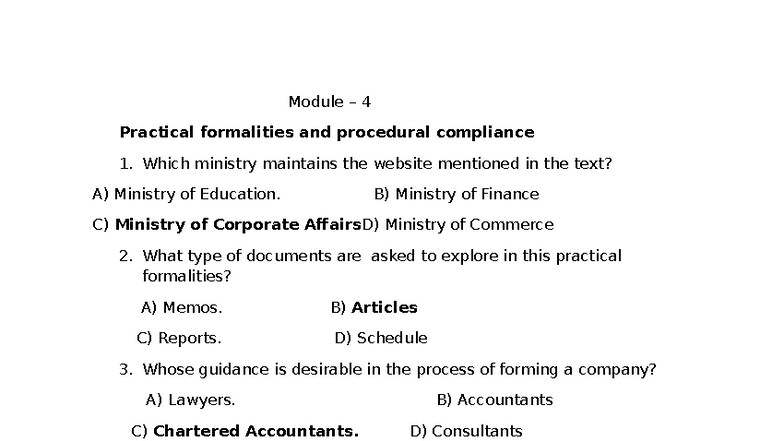 Module 4: Practical Formalities & Procedural Compliance Guide - Studocu