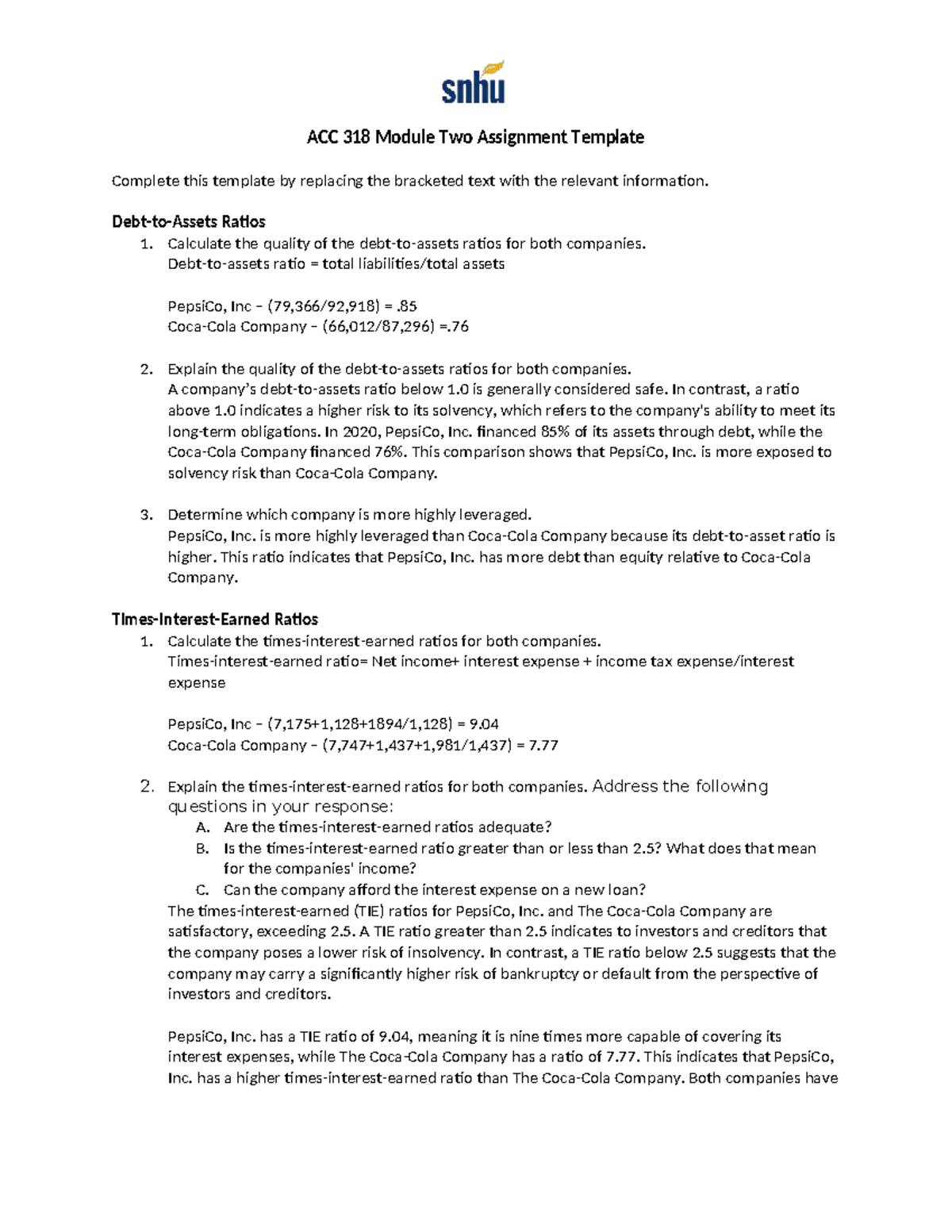 module two assignment - ACC 318 Module Two Assignment Template Complete ...