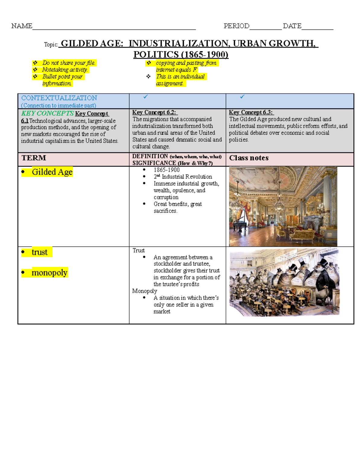 08 APUSH Gilded Age: Industrialization & Social Changes Notes - Studocu