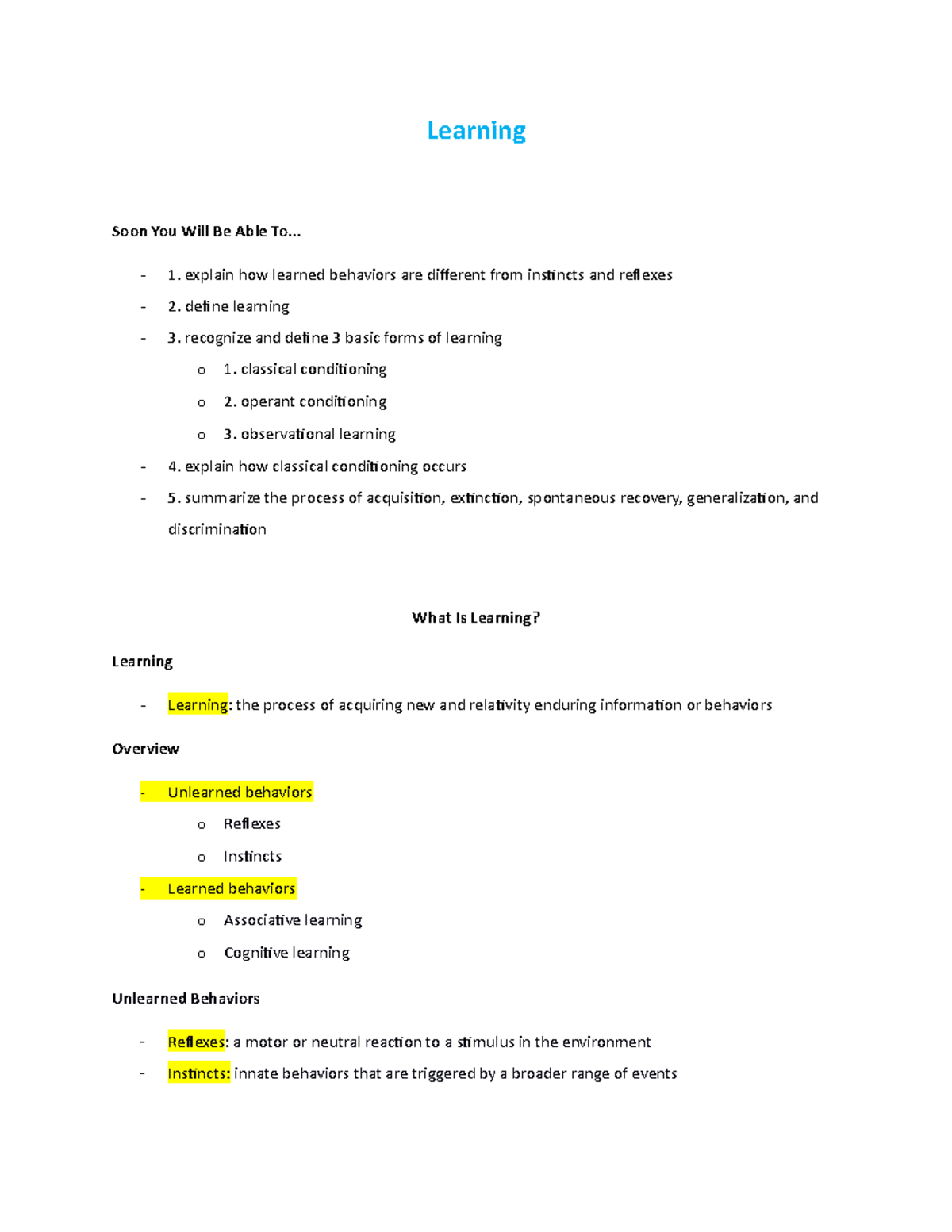 PSYC 1000 - Module 5 - Chapter 6 Notes - Learning Soon You Will Be Able ...