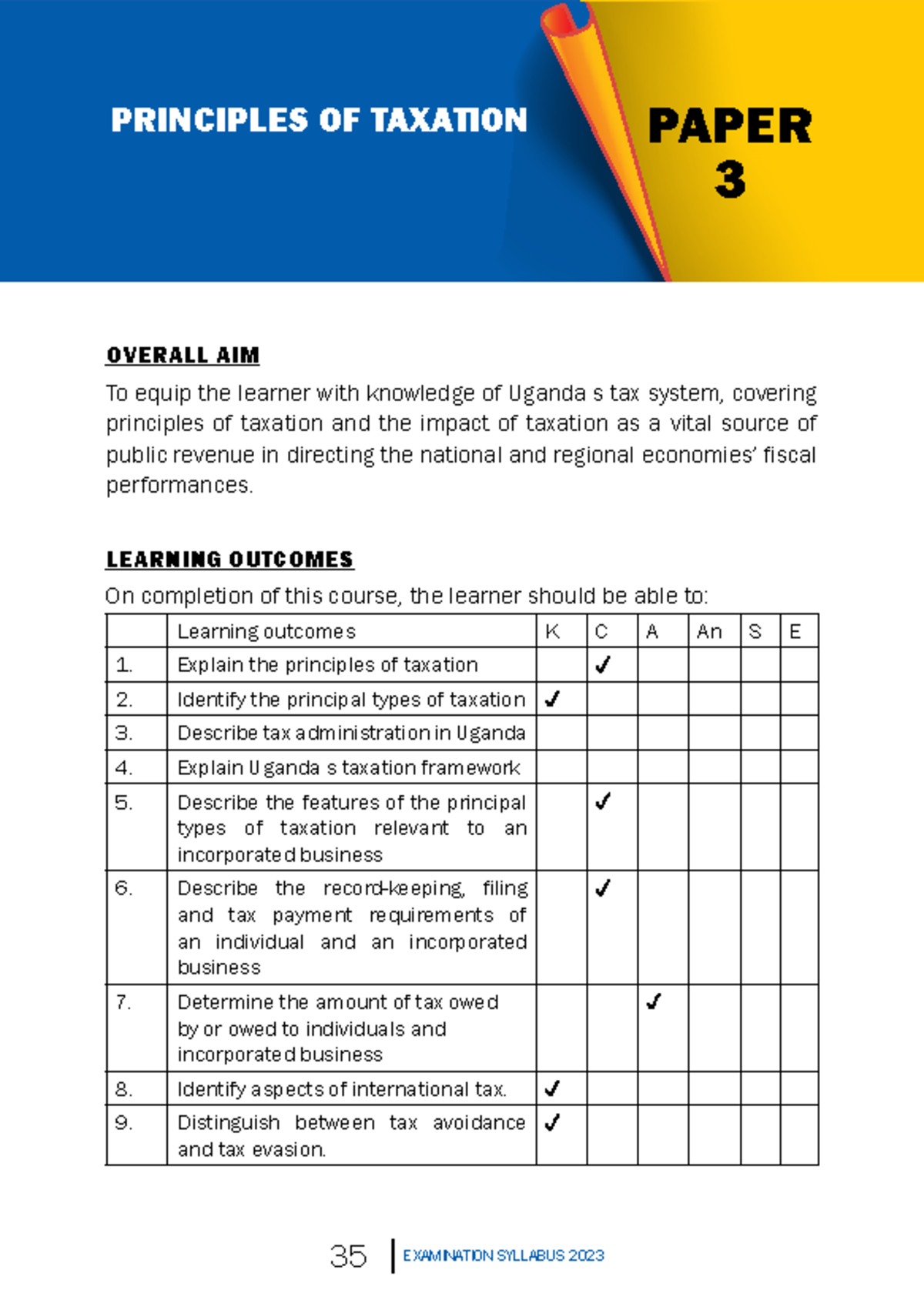 CTA Principles of Taxation Examination Syllabus 2023 - Studocu